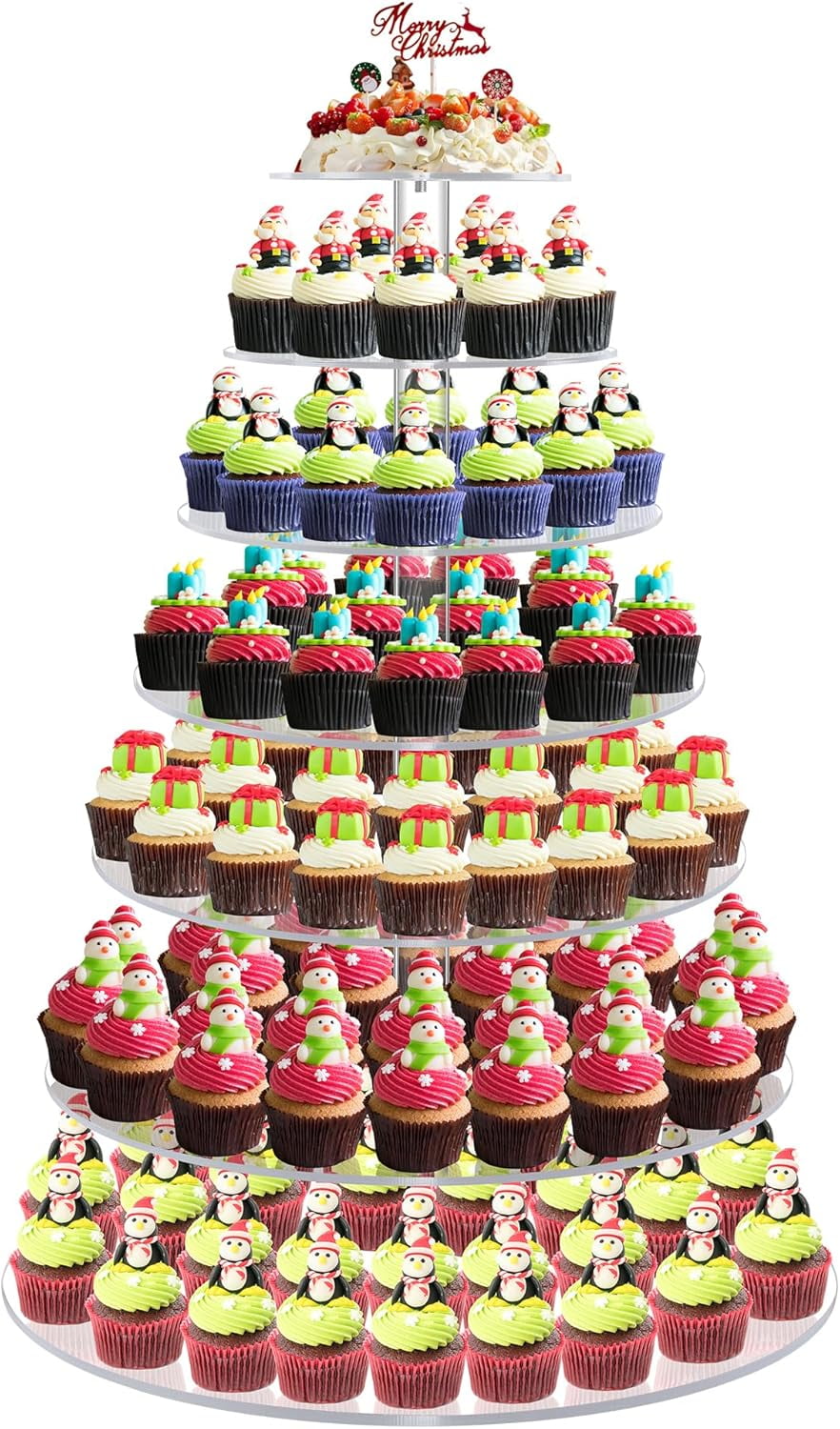 7 Tier Large Cupcake Stand, Round Cupcake Stand for 100 Cupcakes ...