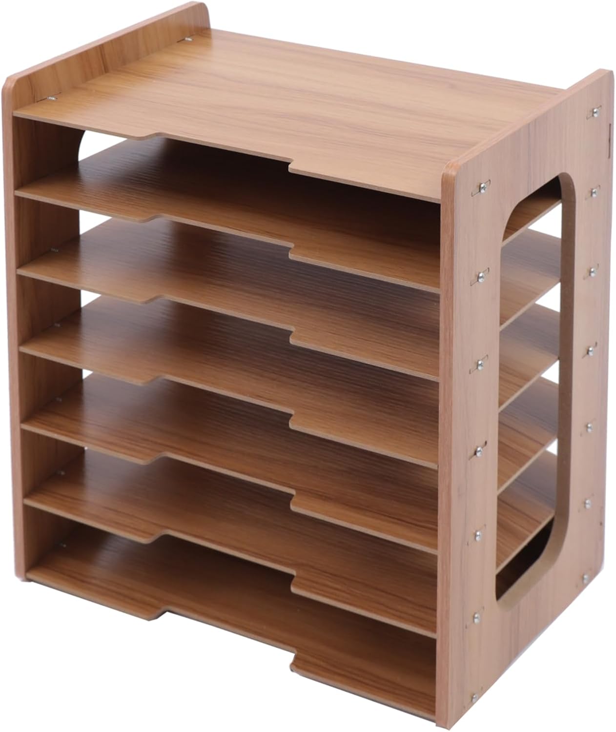 7 Tier Large File Organizer, Wooden Office Supplies Organizer, Desktop ...