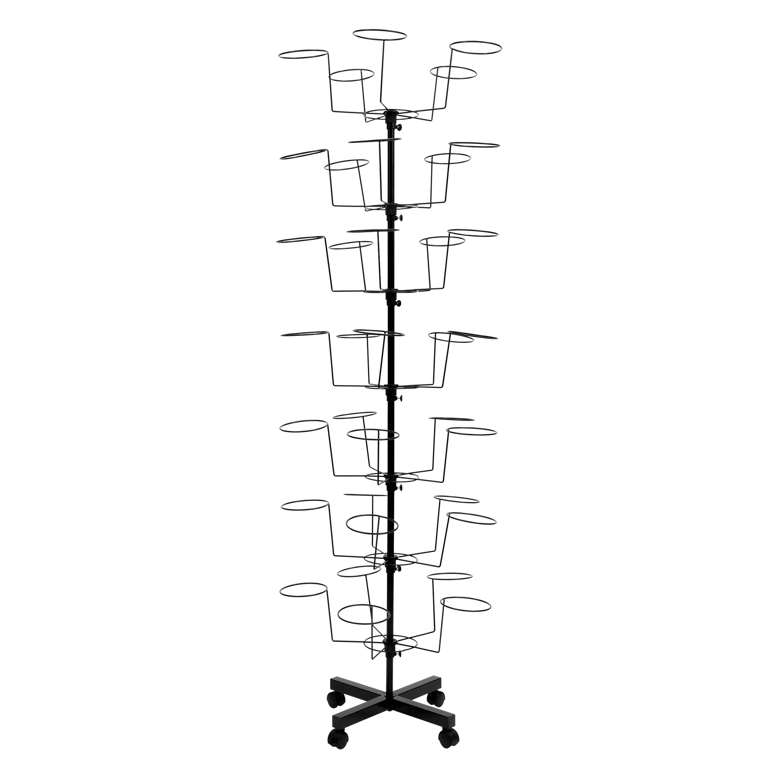 7-Tier Metal Hat Cap Display Stand Hanger Rack Rotating Adjustable 35 ...