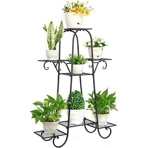 7 Tier Metal Plant Stand for Indoor Outdoor Plants, Black Iron Plant ...