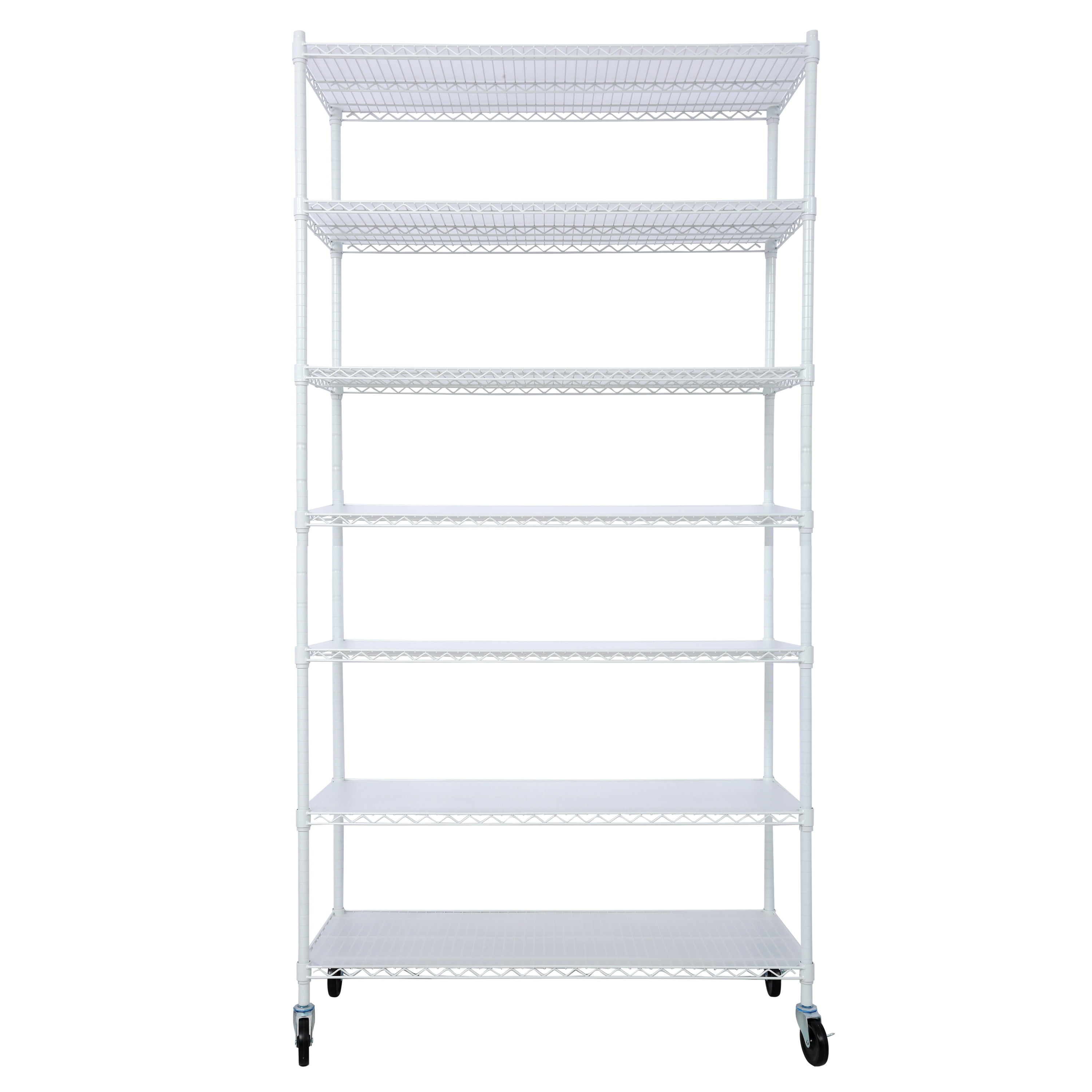 7 Tier Metal Shelf Wire Shelving Unit, 2450lbs Heavy Duty Adjustable ...