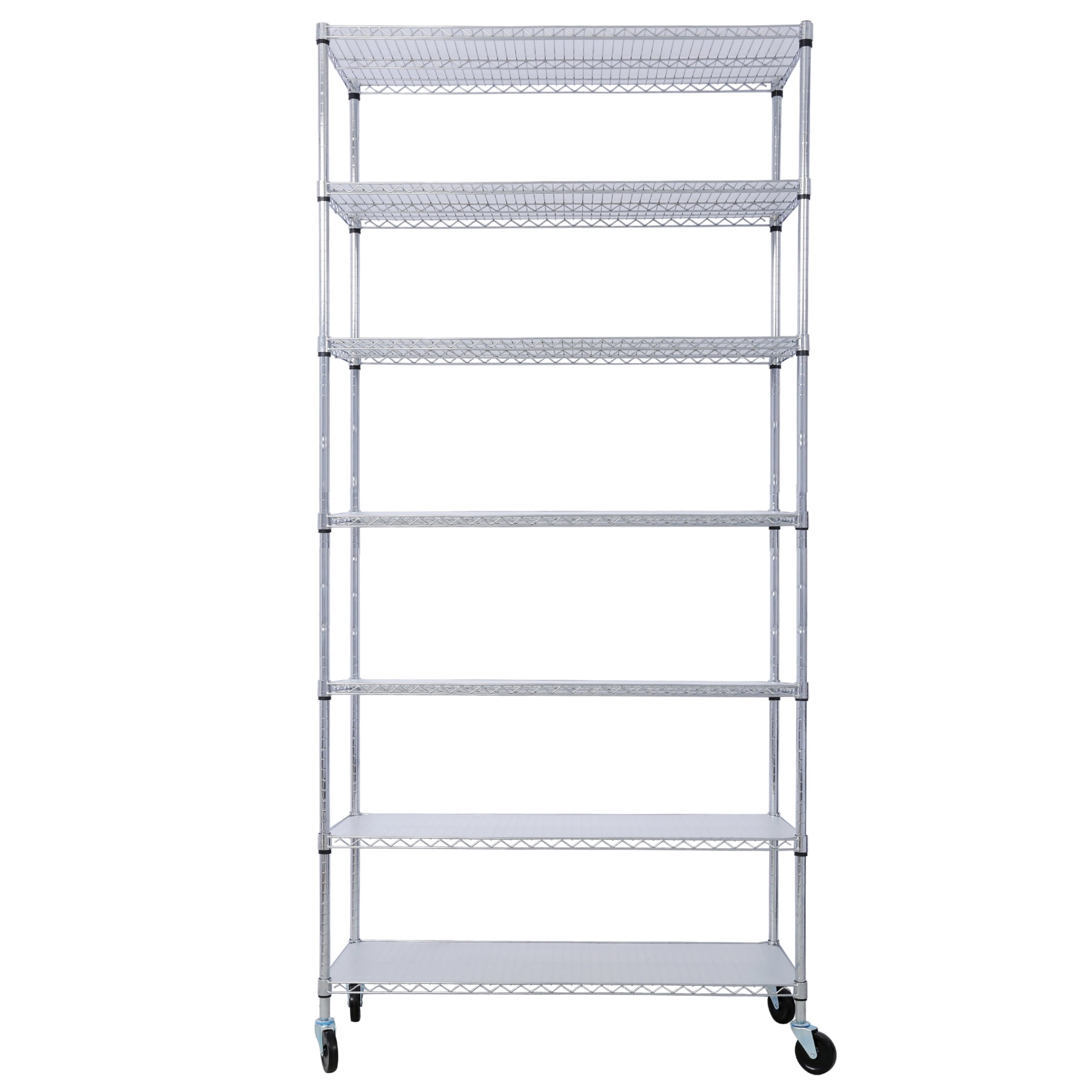 7 Tier Metal Shelf Wire Shelving Unit, 2450lbs Heavy Duty Adjustable ...