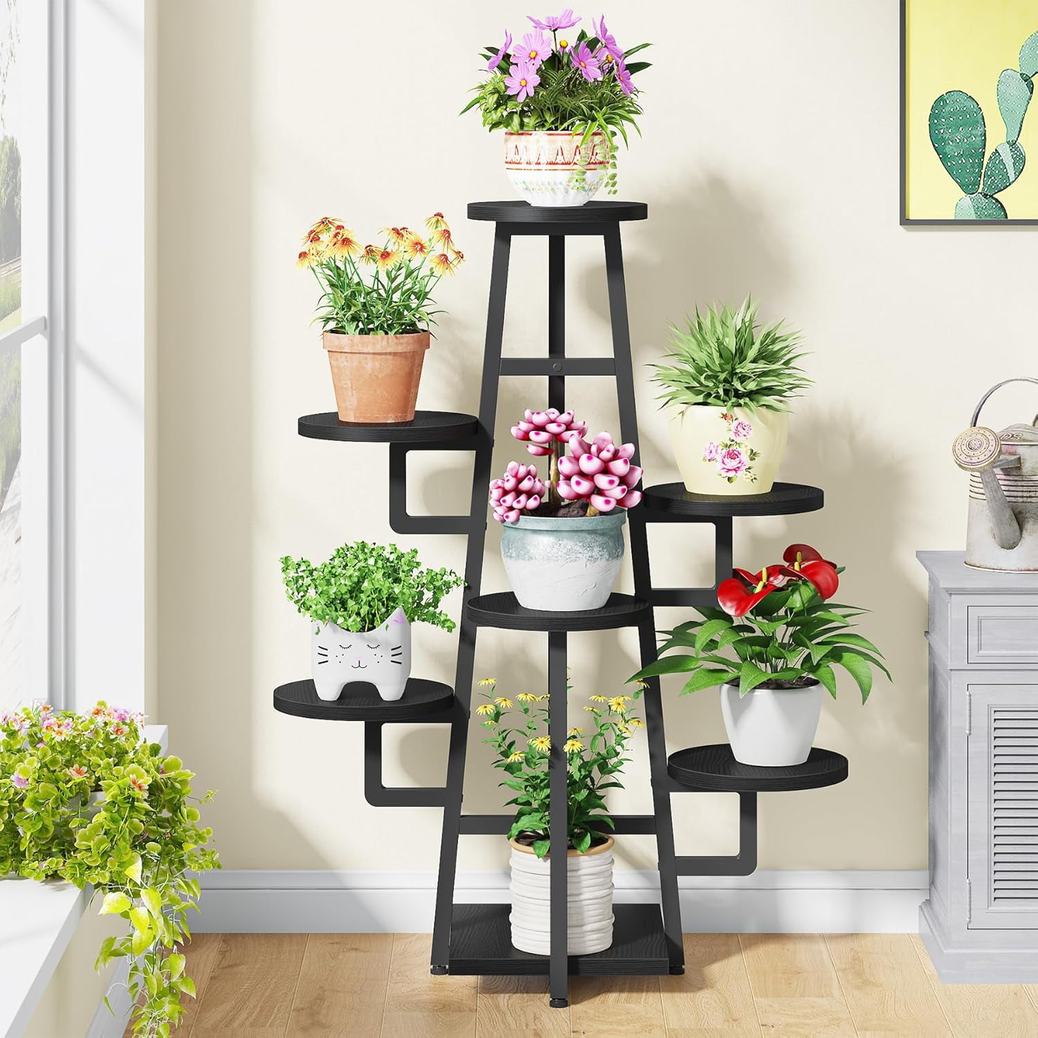 7 Tier Plant Stand Indoor for Multiple Plants, Wooden Corner Plant Pots ...