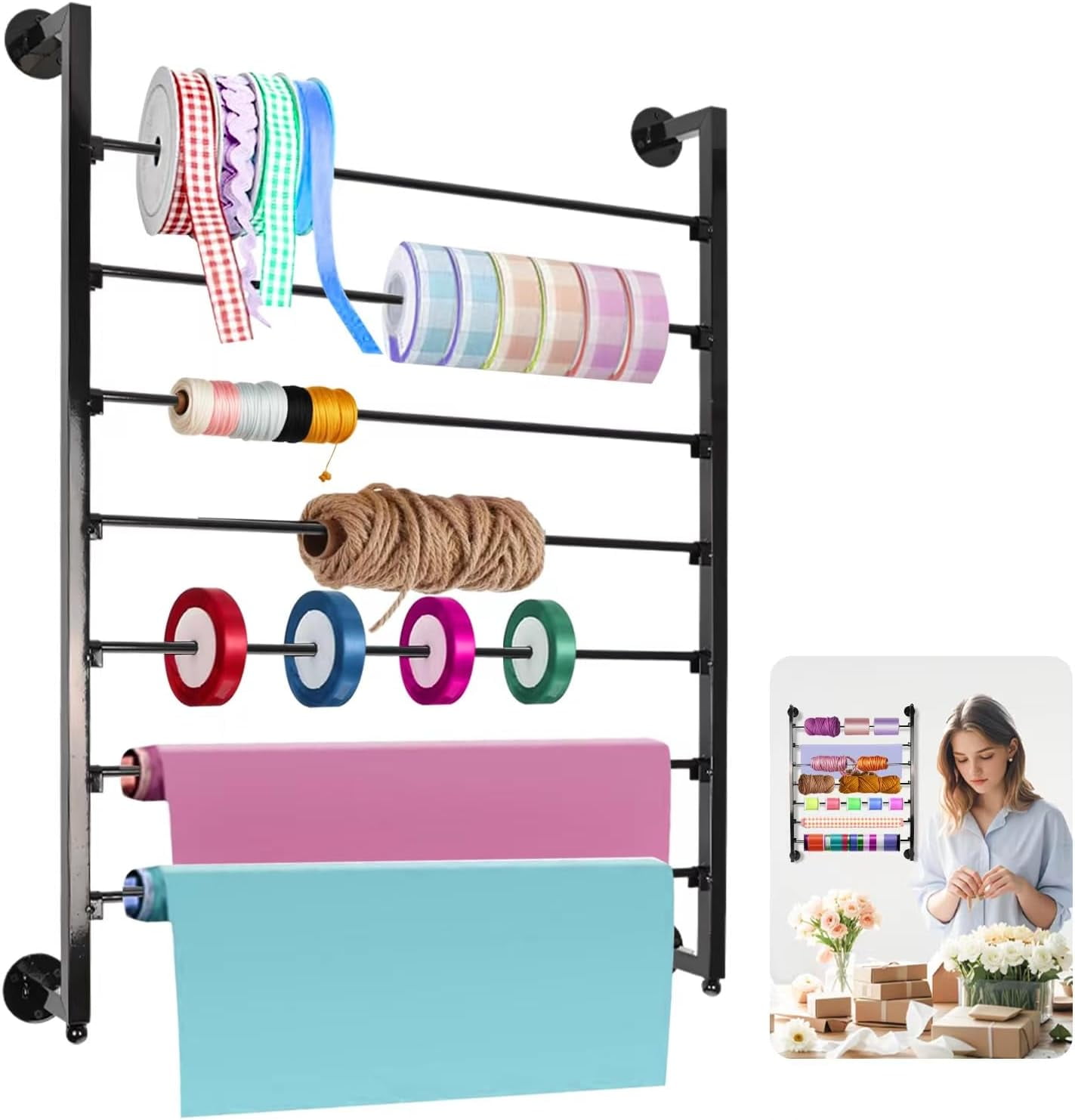 7 Tier Ribbon Storage Organizer, Wall Mounted Ribbon Organizer ...