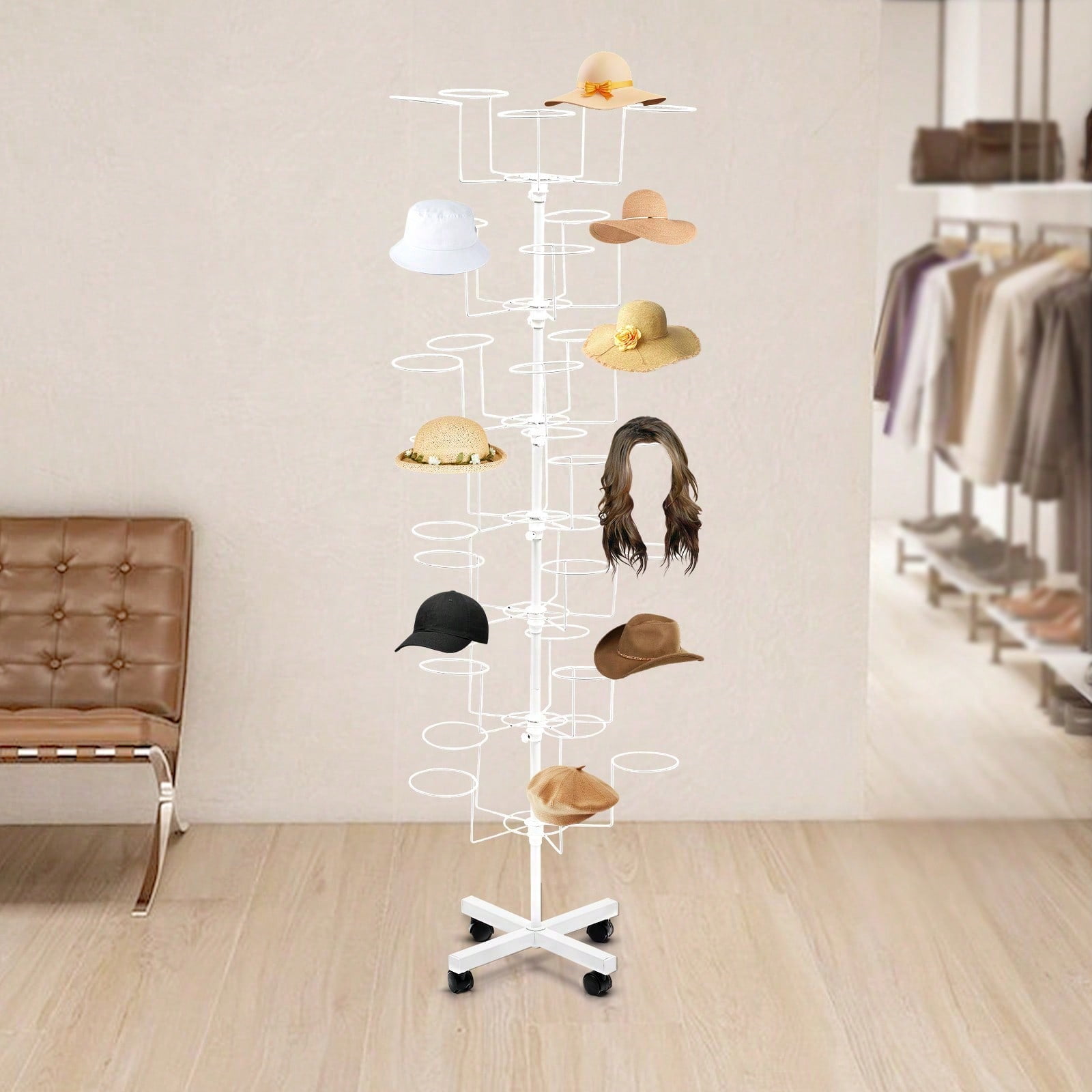 "7-Tier Rotating Hat Display Rack - 360° Spinner Cap Organizer for ...
