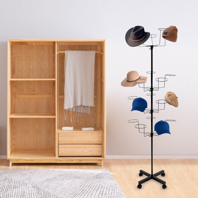 7-Tier Rotating Metal Hat Cap Display Stand Hanger Rack with Adjustable ...