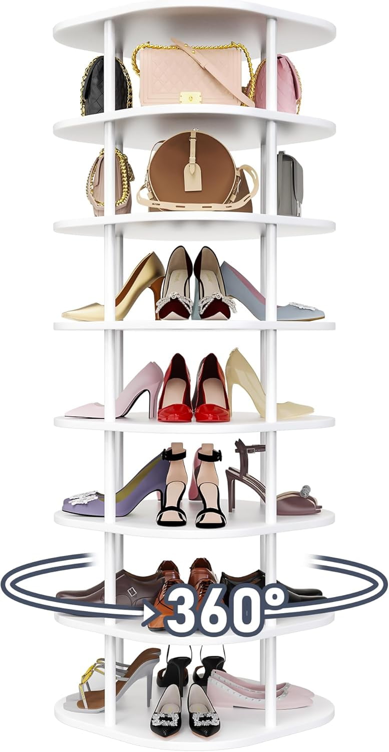 7-Tier Rotating Shoe Rack - 360° Spinning Shoe Organizer Tower for ...