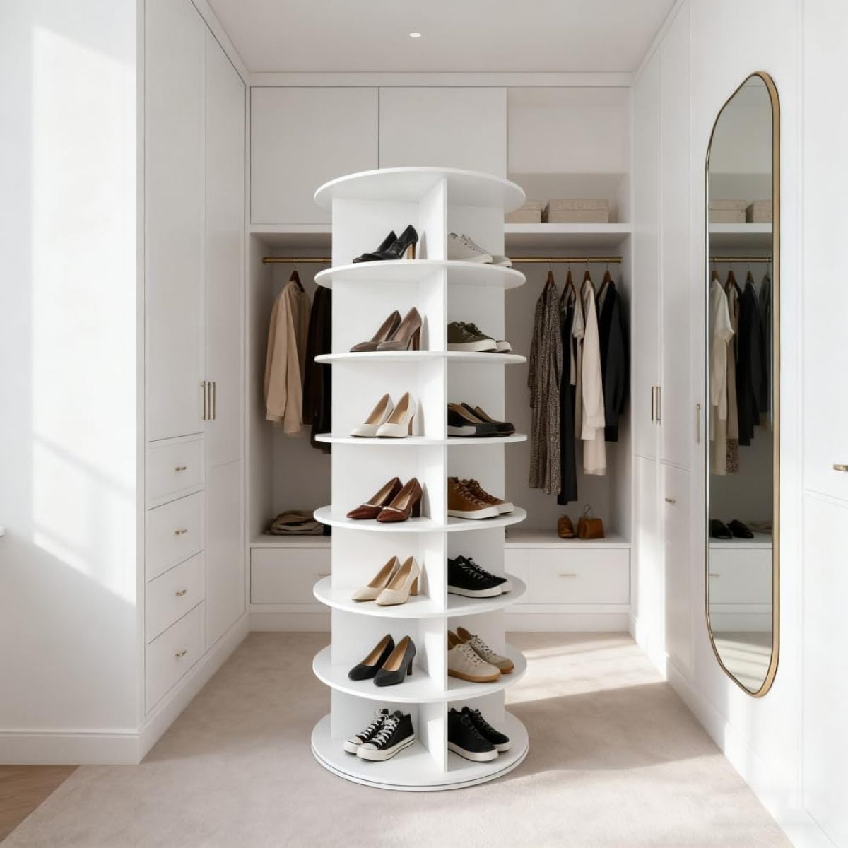 7 Tier Rotating Shoe Rack Tower 360 Degree Spinning Shoe Display ...