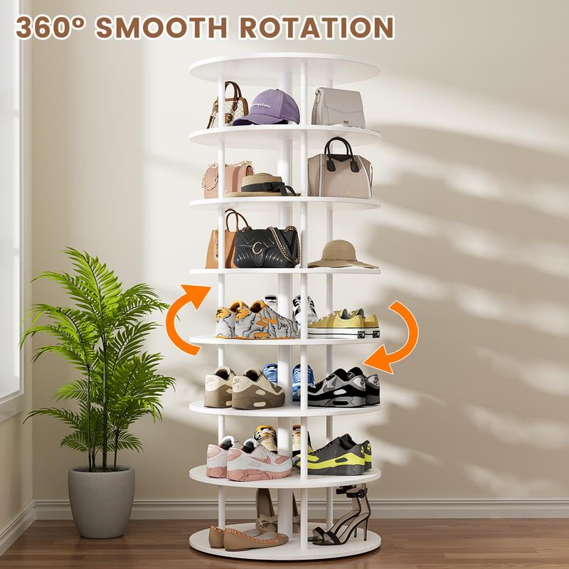 7-Tier Rotating Shoe Rack Tower with 360° Revolving Design & Steel ...