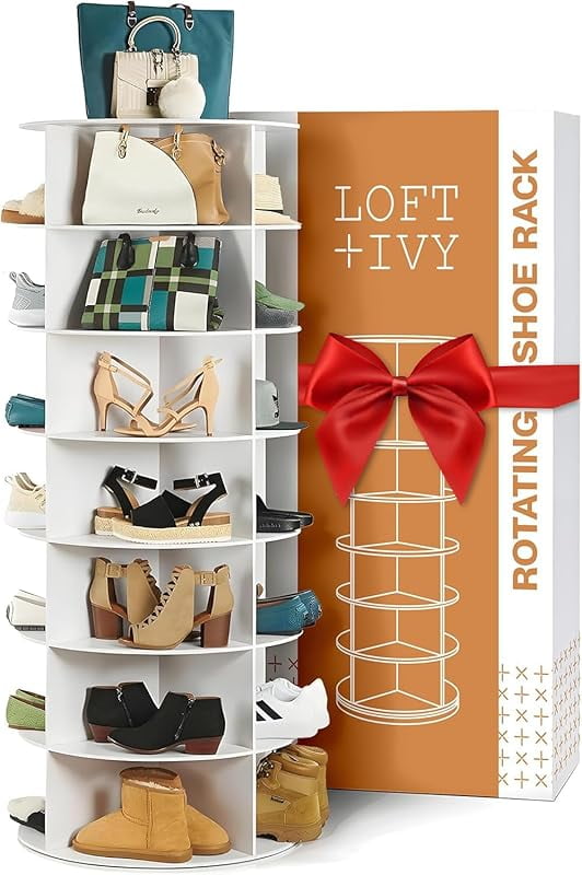 7-Tier Rotating Shoe Rack Tower – 360 ° Spinning Storage Organizer ...