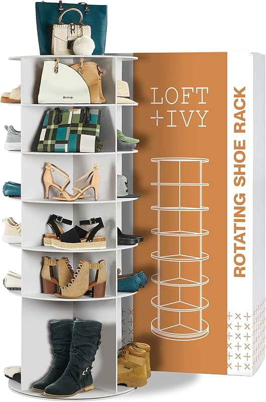 7-Tier Rotating Shoe Rack Tower – 360 ° Spinning Storage Organizer ...