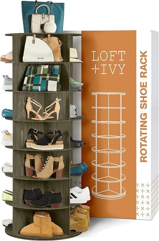 7-Tier Rotating Shoe Rack Tower – 360 ° Spinning Storage Organizer ...
