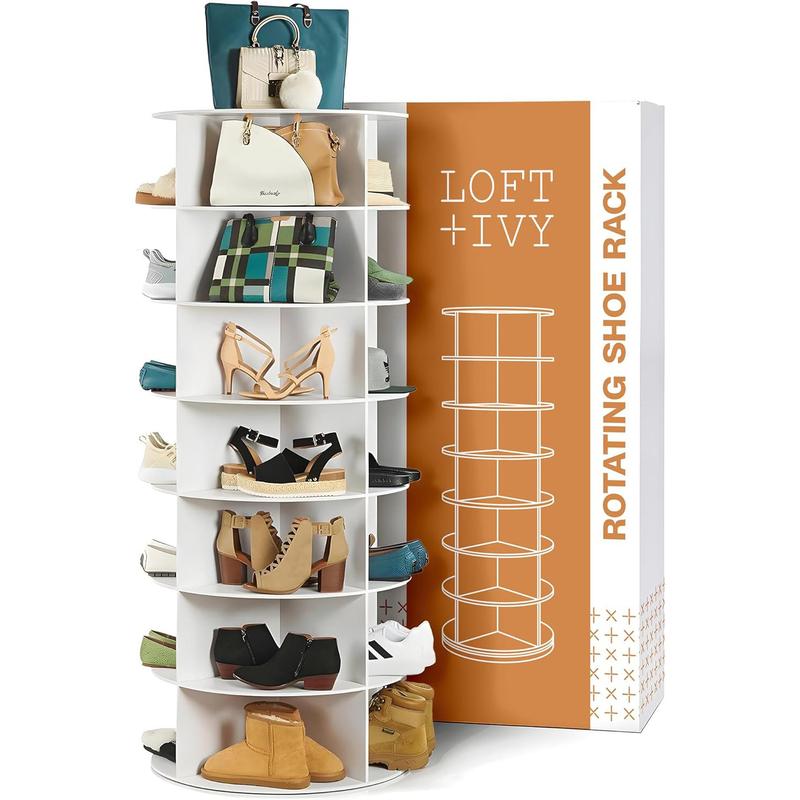 7-Tier Rotating Shoe Rack Tower – 360° Spinning Storage Organizer ...