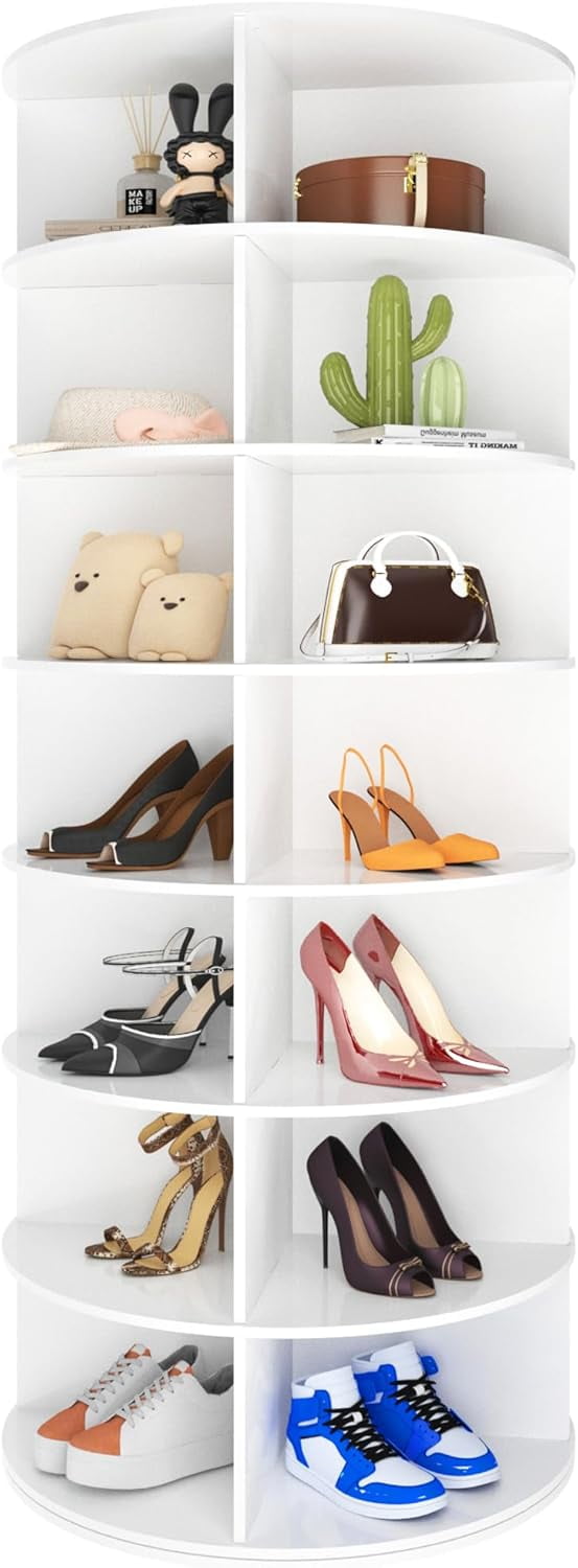 7-Tier Rotating Shoe Rack Tower - Free Standing Spinning Shoes ...