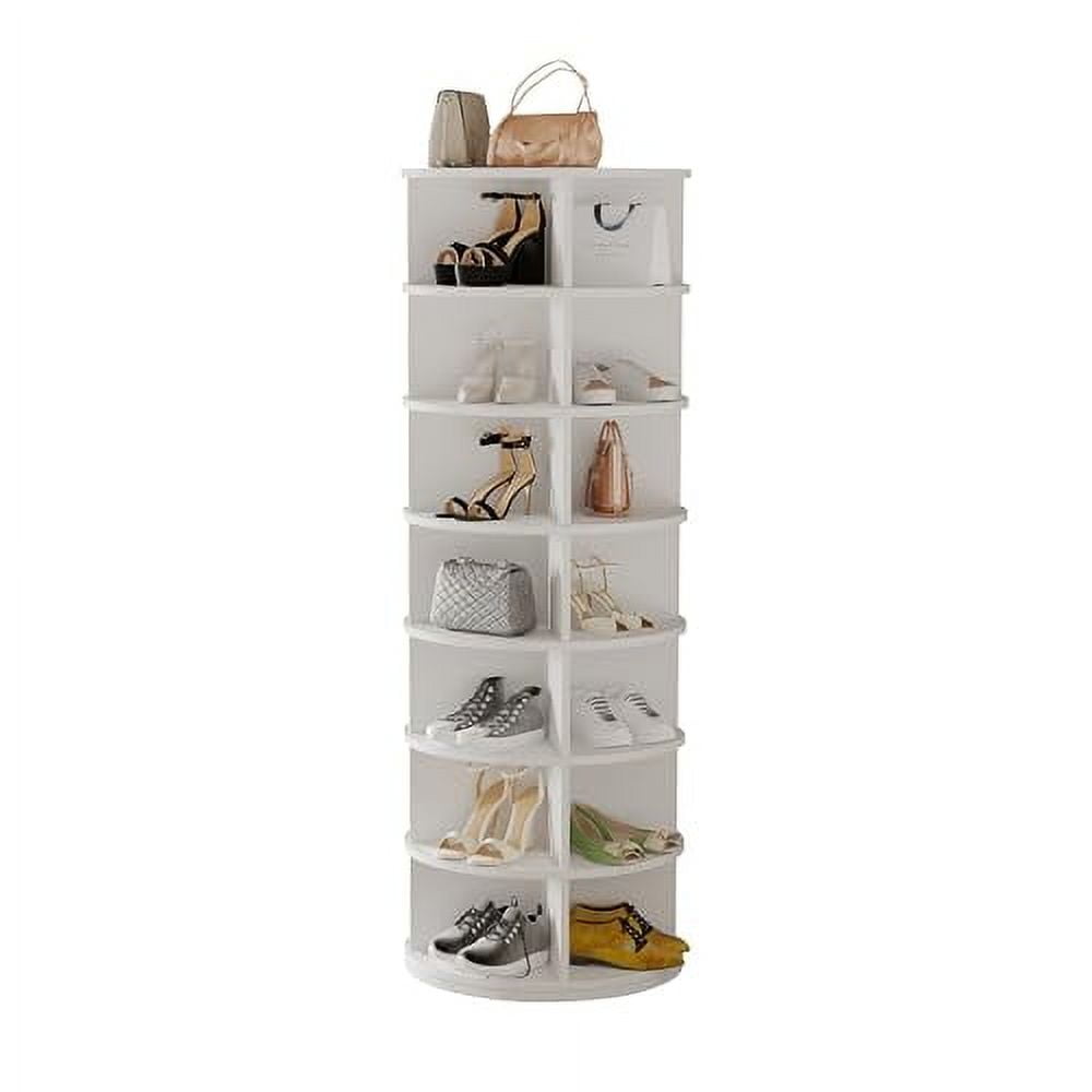 7 Tier Rotating Shoe Rack Tower, Revolving 360 Shoe Rack Storage Round ...