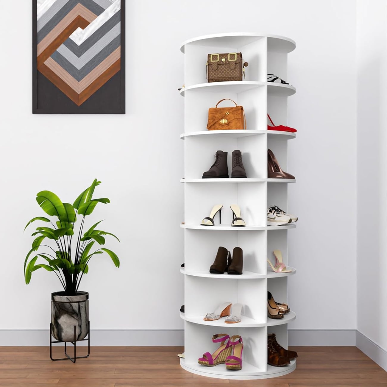 7 Tier Rotating Shoe Rack Tower, Spinning Shoe Display, 360 Degree Shoe ...