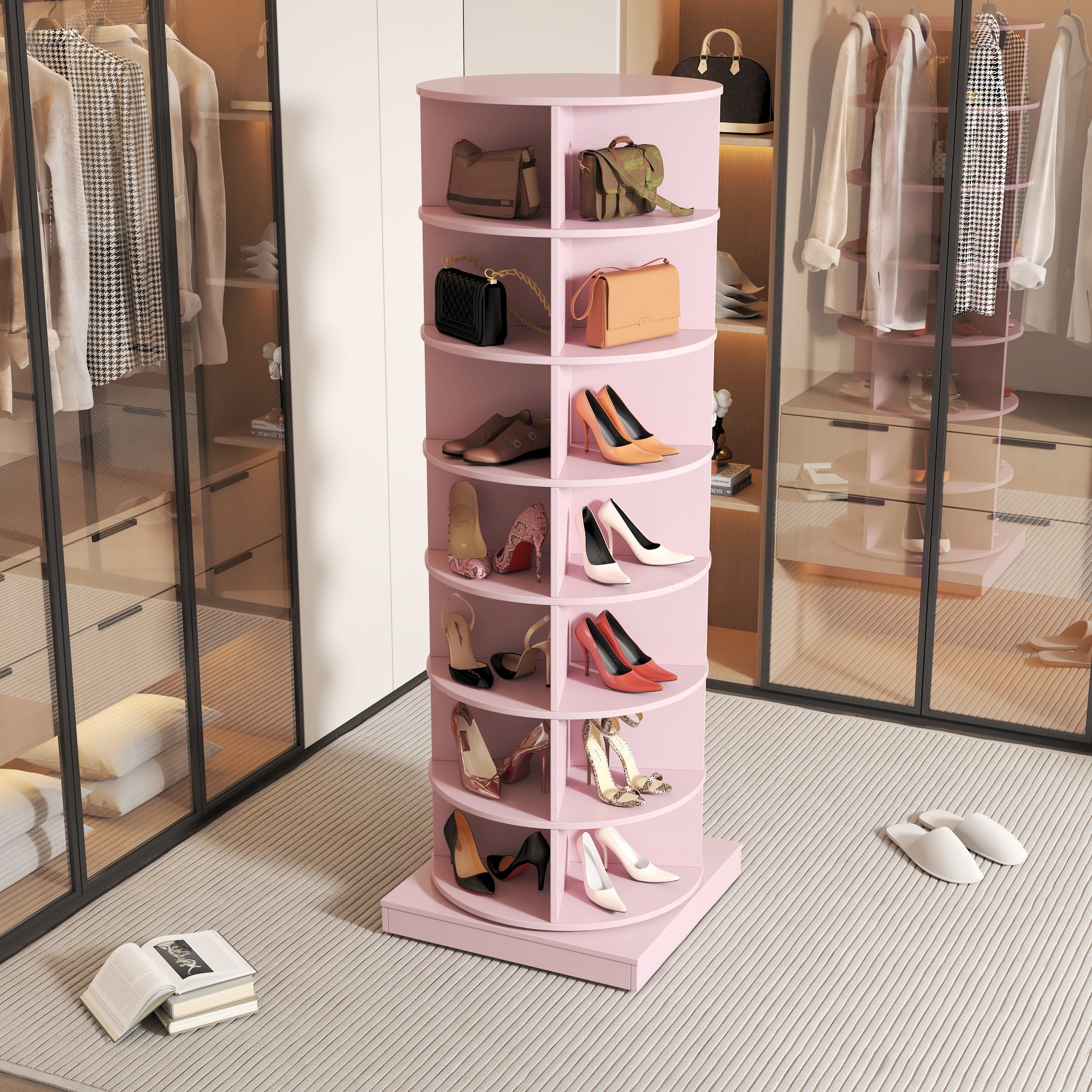 7-Tier Rotating Shoe Rack Tower, Spinning Shoe Display, 360° Rotating ...