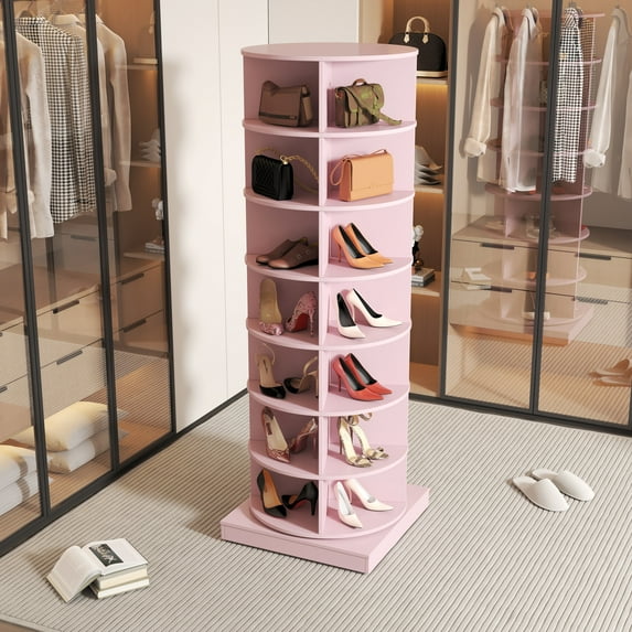 7-Tier Rotating Shoe Rack Tower, Spinning Shoe Display, 360° Rotating ...