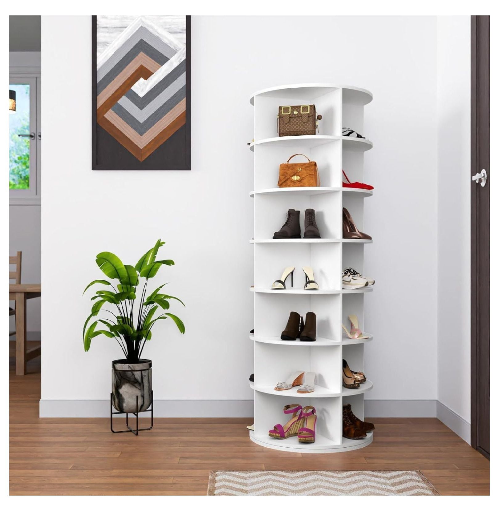 7 Tier Rotating Shoe Rack Tower, Spinning Shoe Display, 360 Shoe Rack ...