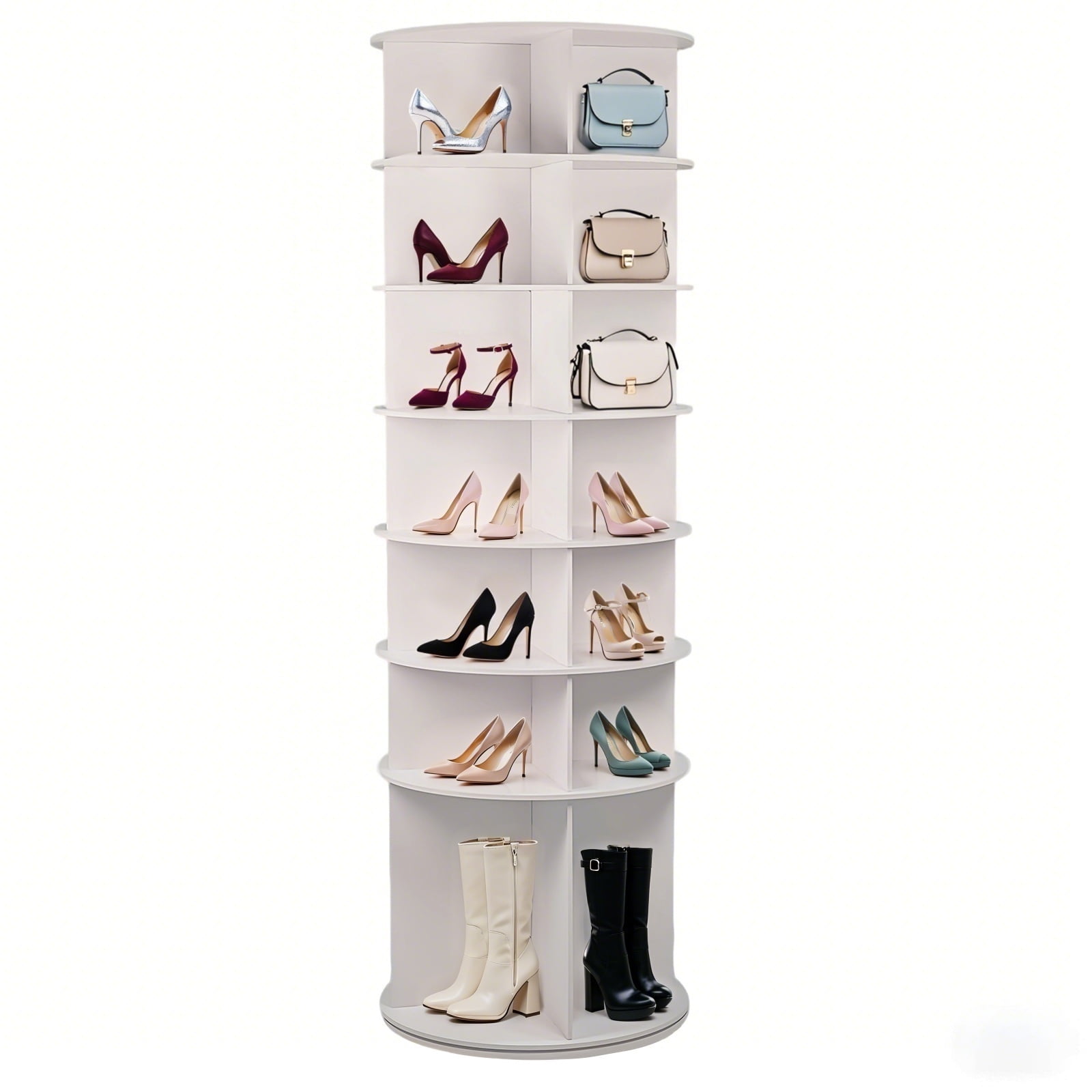 7 Tier Rotating Shoe Rack Tower, Spinning Shoe Display Lazy Susan ...