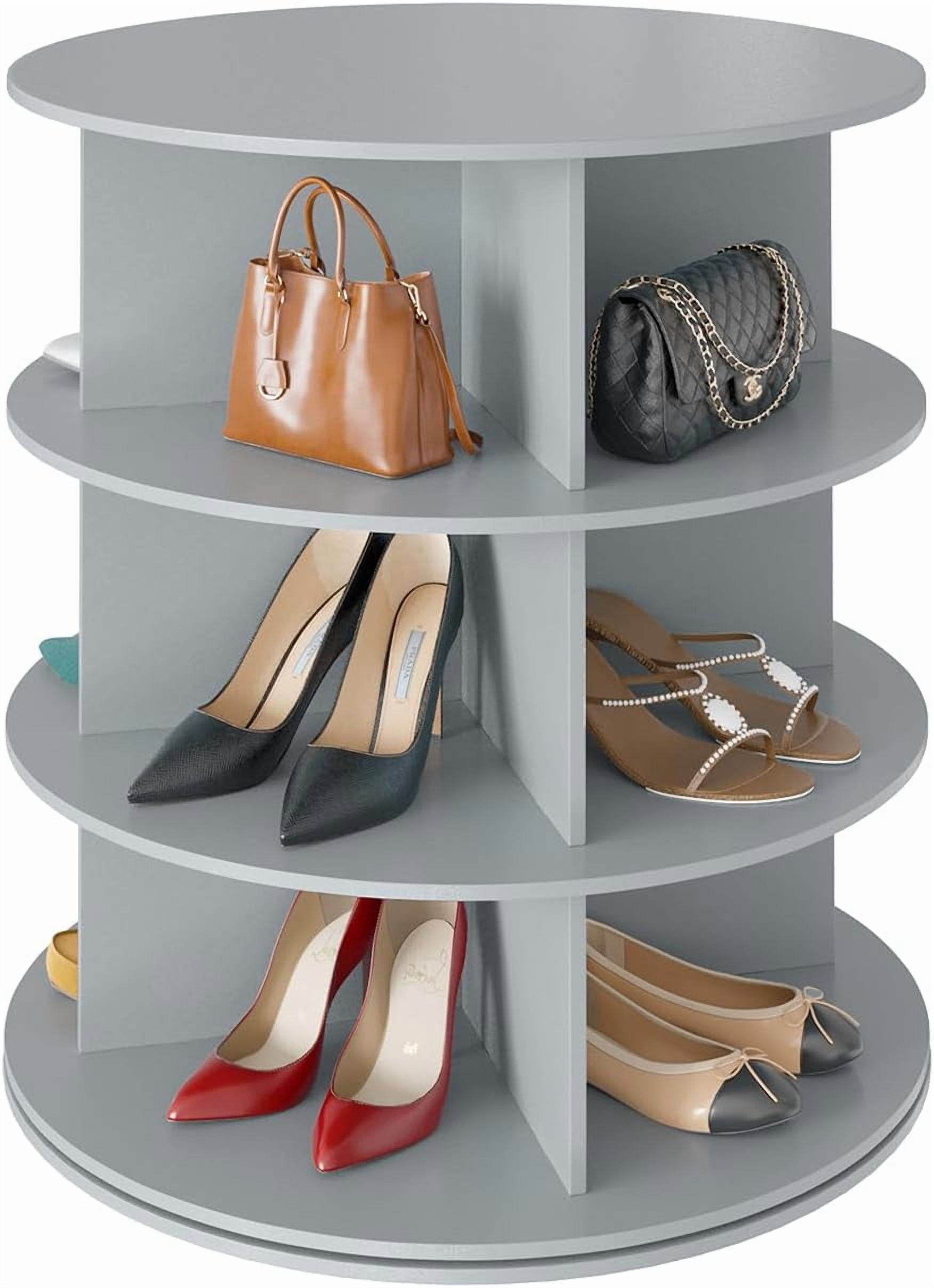 Rotating Shoe Rack Tower, Spinning Shoe Display Lazy Susan, Revolving ...