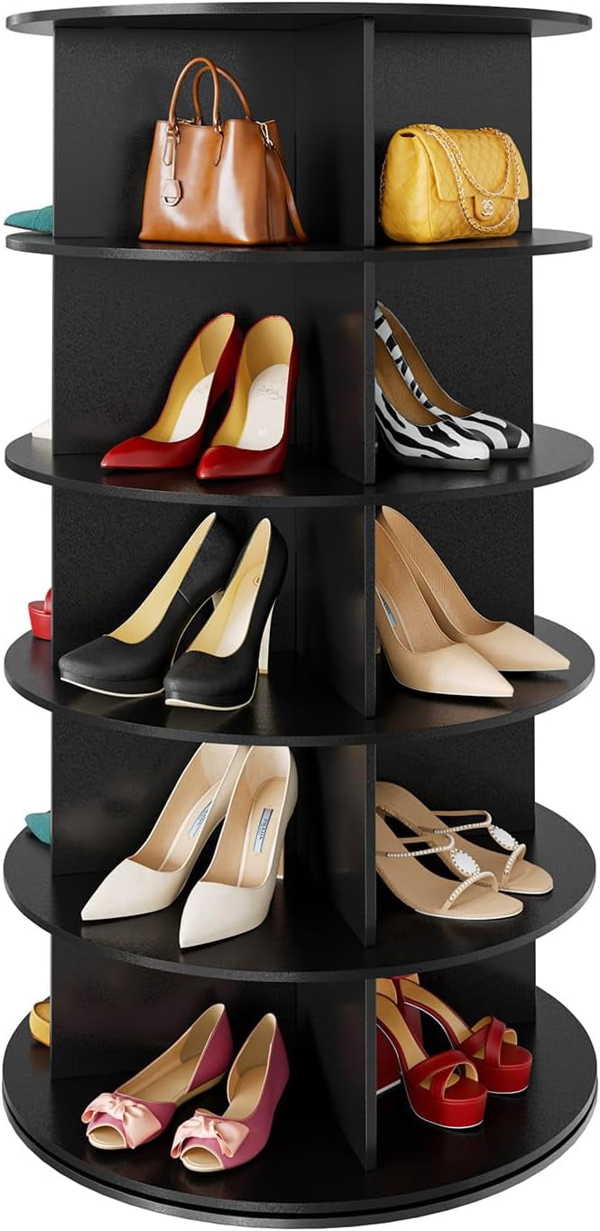7 Tier Rotating Shoe Rack Tower, Spinning Shoe Display Lazy Susan ...