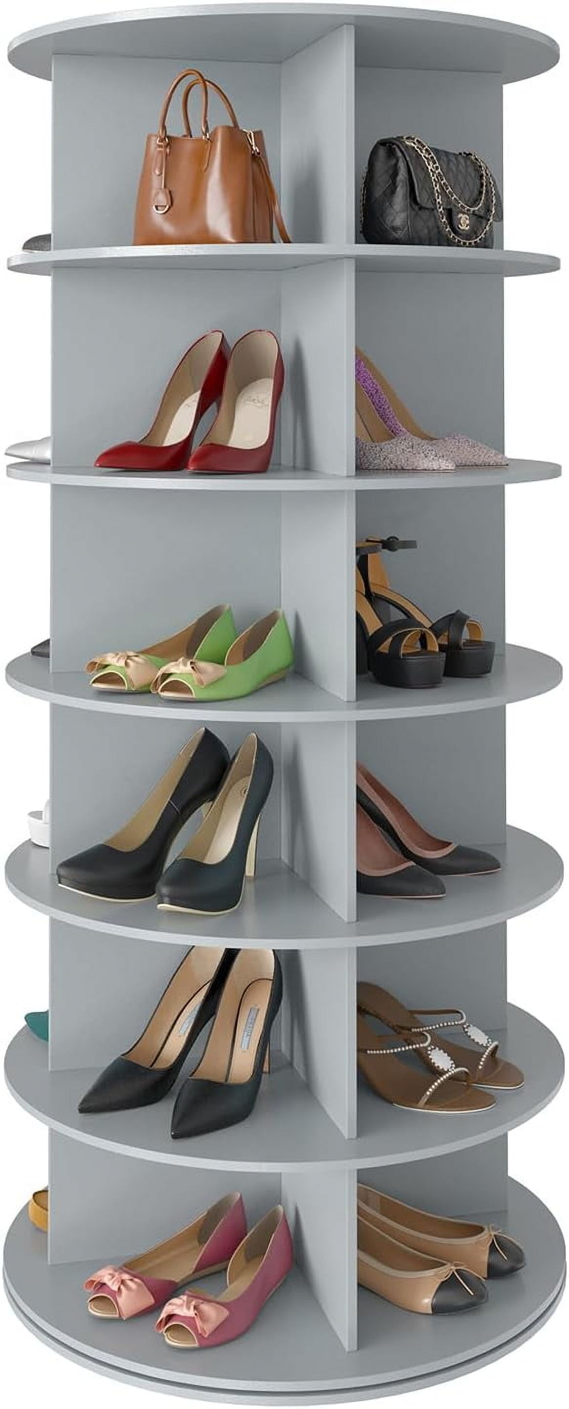 7 Tier Rotating Shoe Rack Tower Spinning Shoe Display Lazy Susan ...