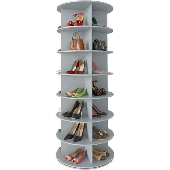 7 Tier Rotating Shoe Rack Tower Spinning Shoe Display Lazy Susan ...