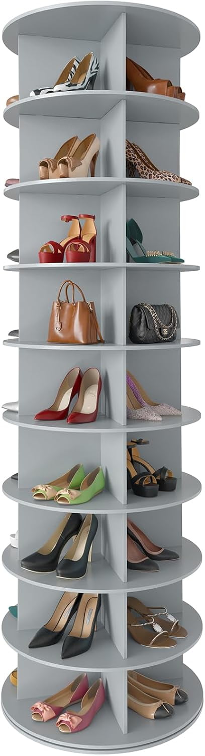 7 Tier Rotating Shoe Rack Tower Spinning Shoe Display Lazy Susan ...