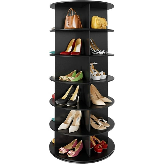 7 Tier Rotating Shoe Rack Tower Spinning Shoe Display Lazy Susan ...