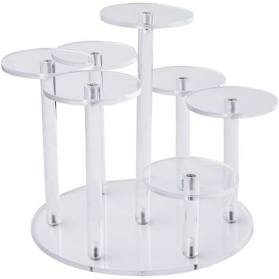 7-Tier Round Figure Display Stand Multilevel Acrylic Risers Clear ...