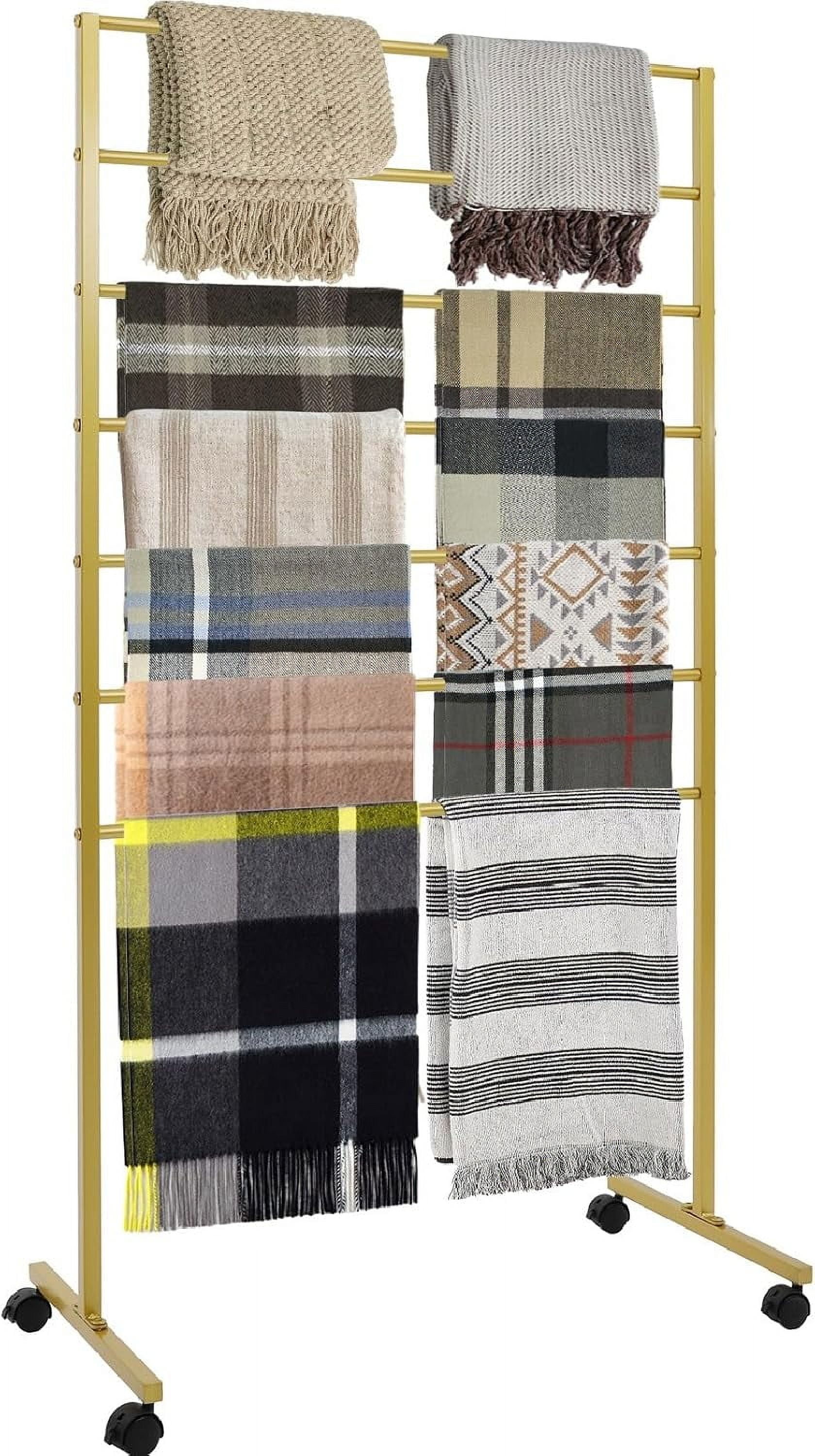 7 Tier Scarf Display Stand with Wheels, Freestanding Scarf Floor ...