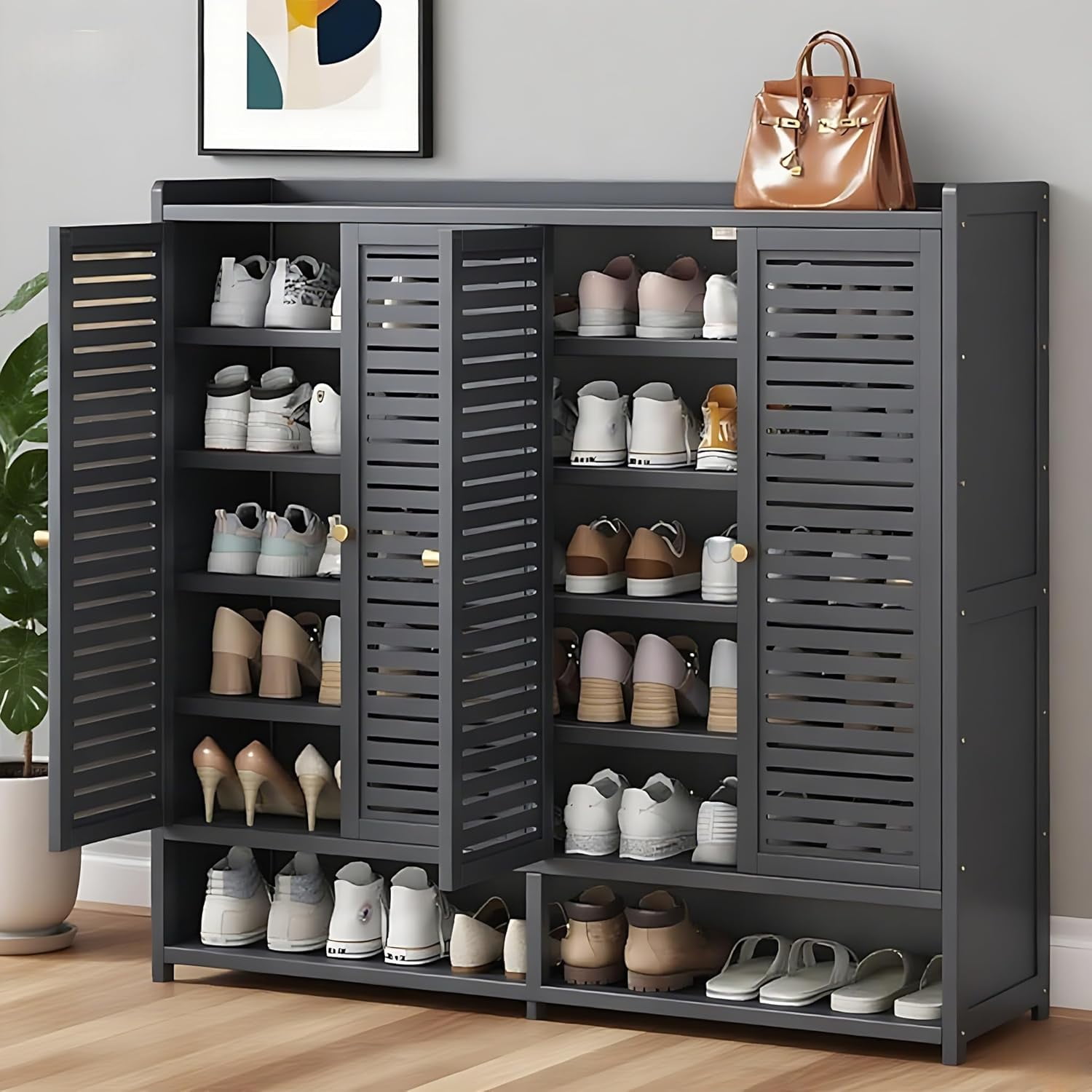 7-Tier Shoe Cabinet with Doors, Large Shoe Storage Cabinet for Entryway ...