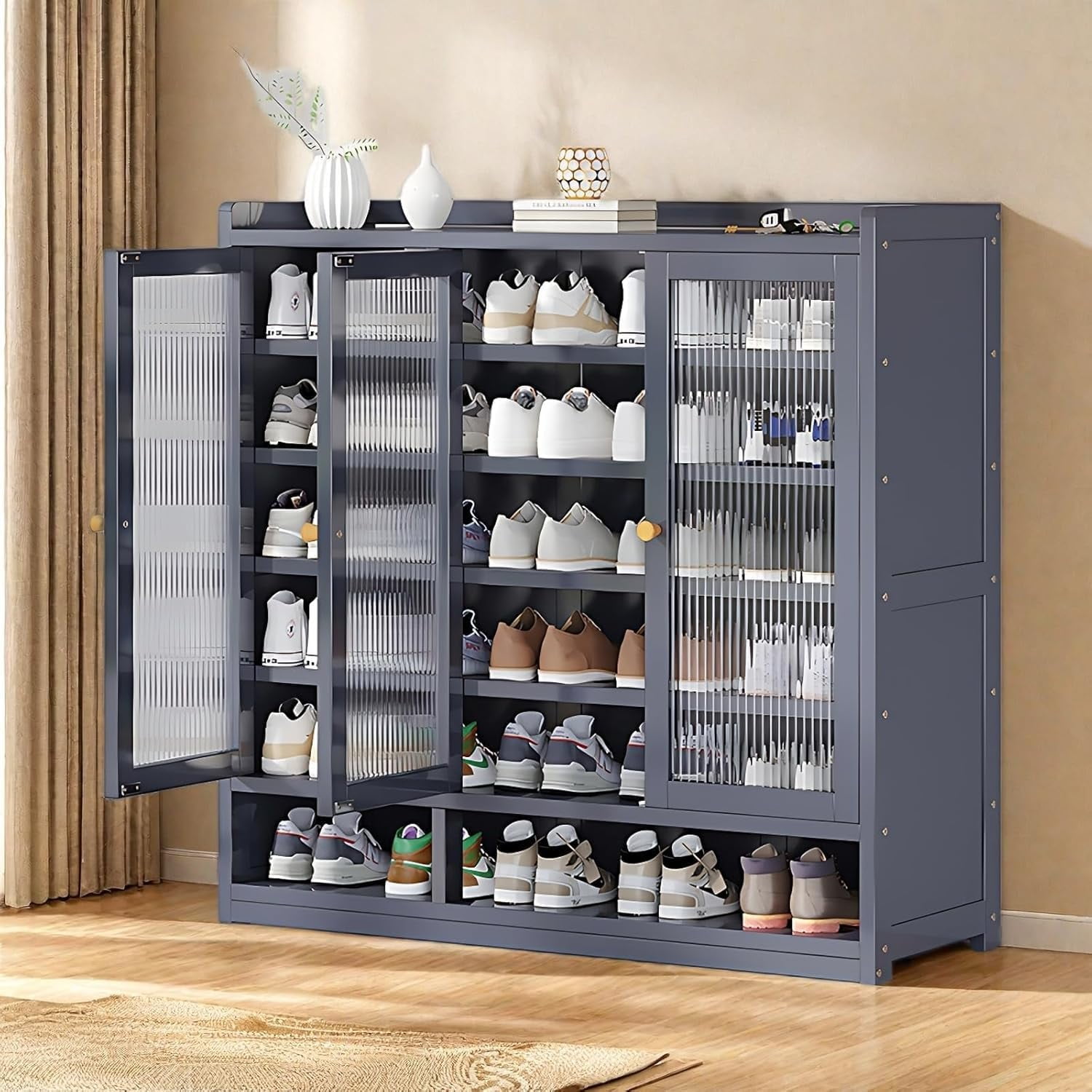7-Tier Shoe Cabinet with Doors Shoe Storage Cabinet for Entryway Shoe ...