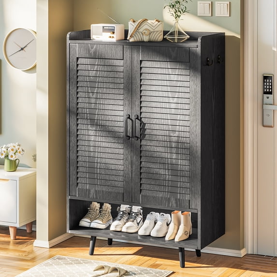 Bel Ark Shoe Cabinet Modern 7-Tier with Doors Adjustable Shelves Wooden ...