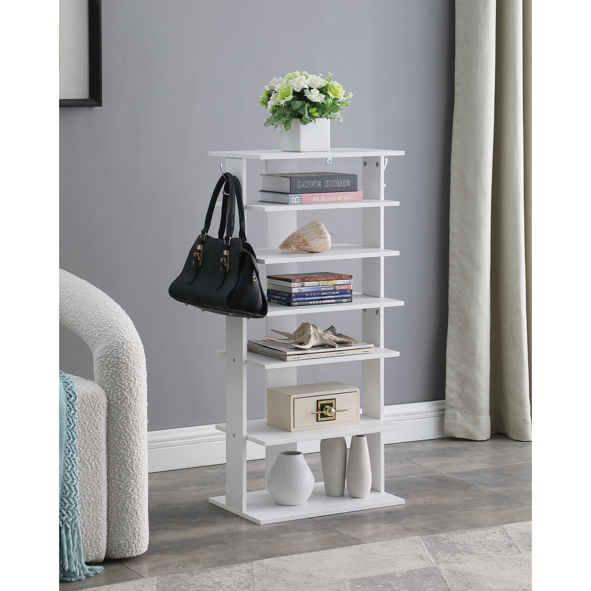 7-Tier Shoe Rack for Entryway - Holds 14 Pairs, Space Saving Vertical ...