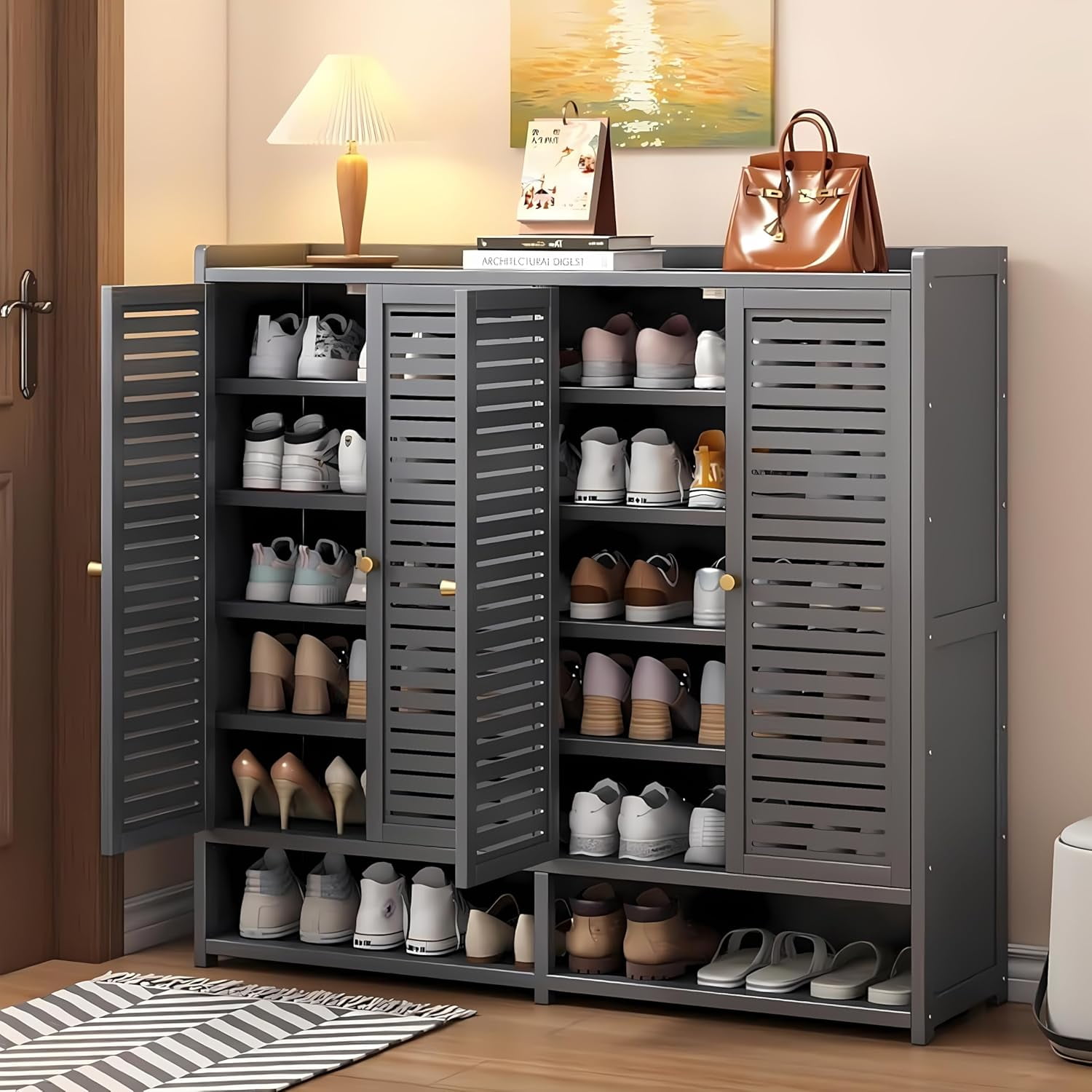 7-Tier Shoe Storage Cabinet with Shutter Doors, 36-40 Pairs Large ...