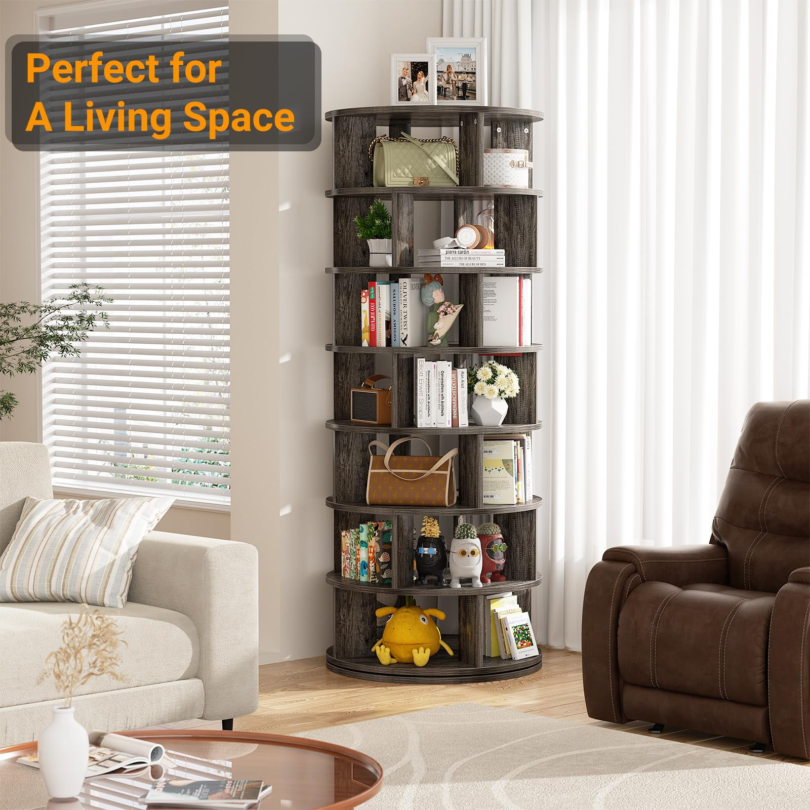 7-Tier Spinning Shoe Rack Tower, Homieasy 360 Revolving Shoe Rack ...