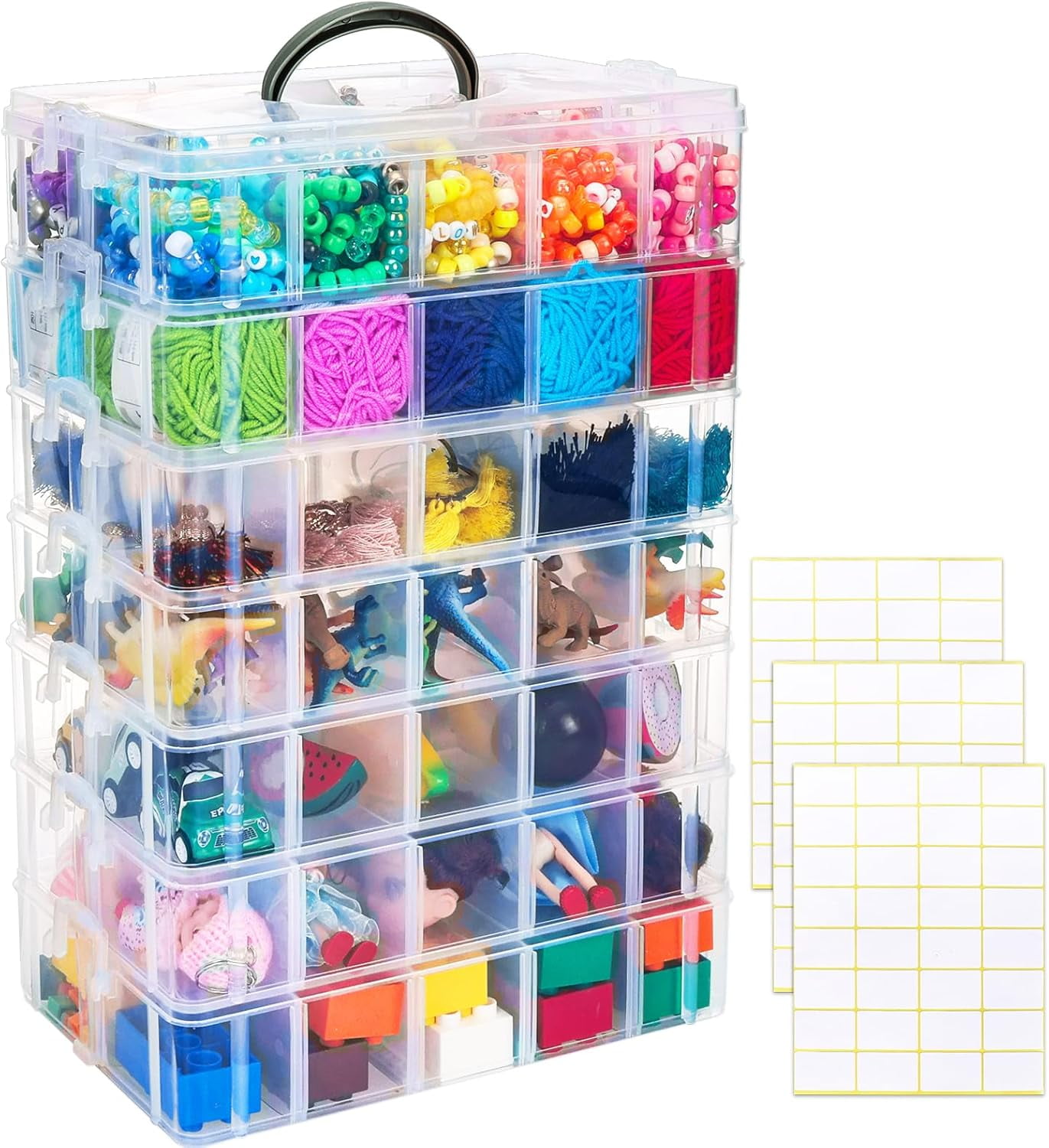 7-Tier Stackable Storage Container Box with 70 Compartments, Plastic ...