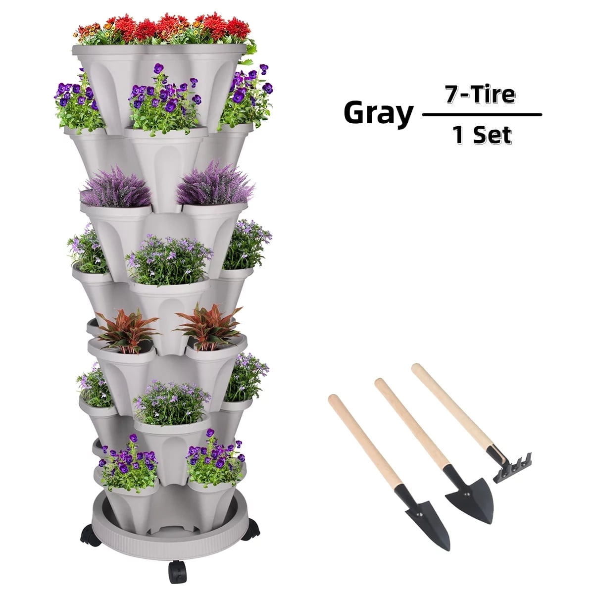 7 Tier Stackable Strawberry, Herb, Flower, and Vegetable Planter ...