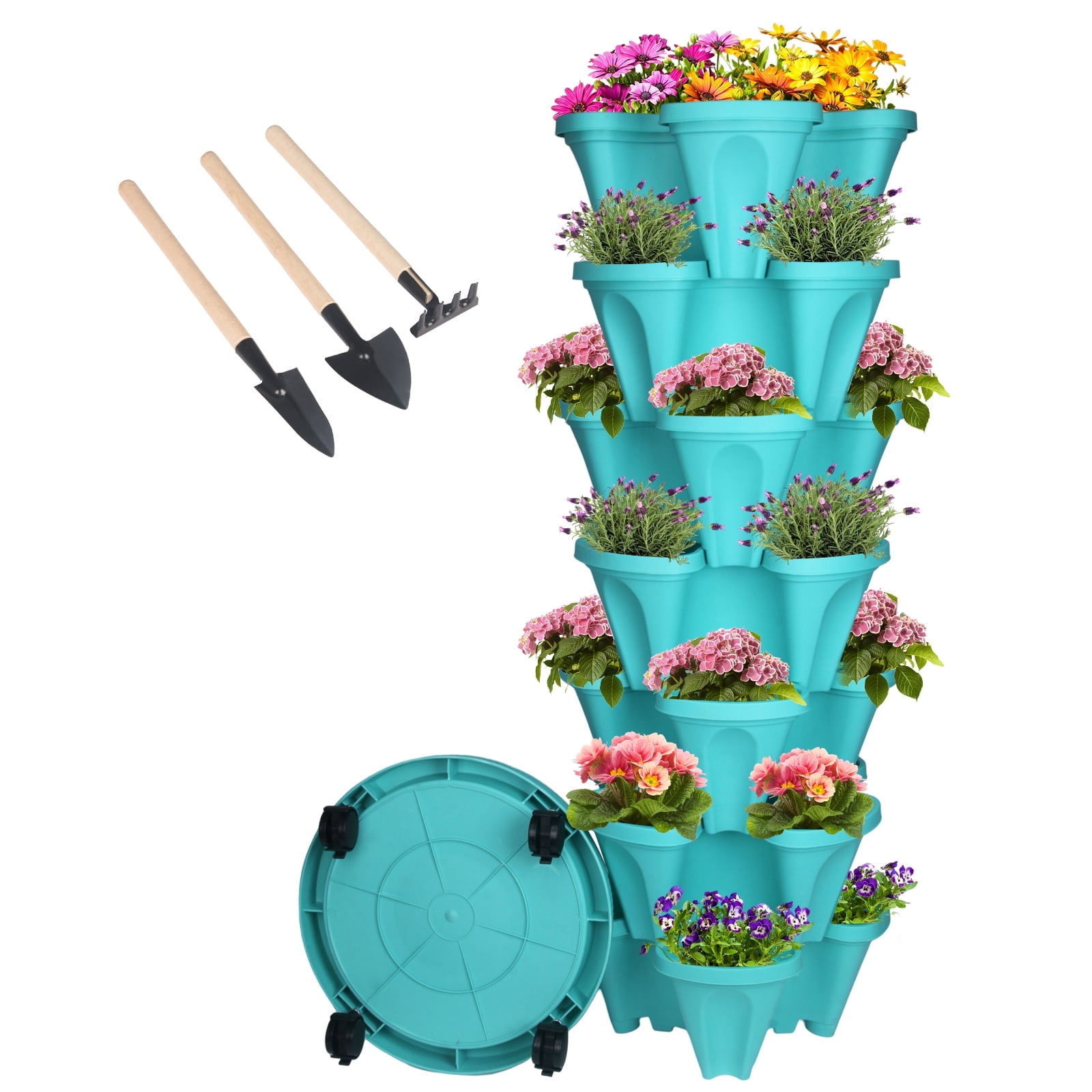 Gamexcel, 7 Tier Stackable Planter, Self-Watering Vertical Garden, Herb ...