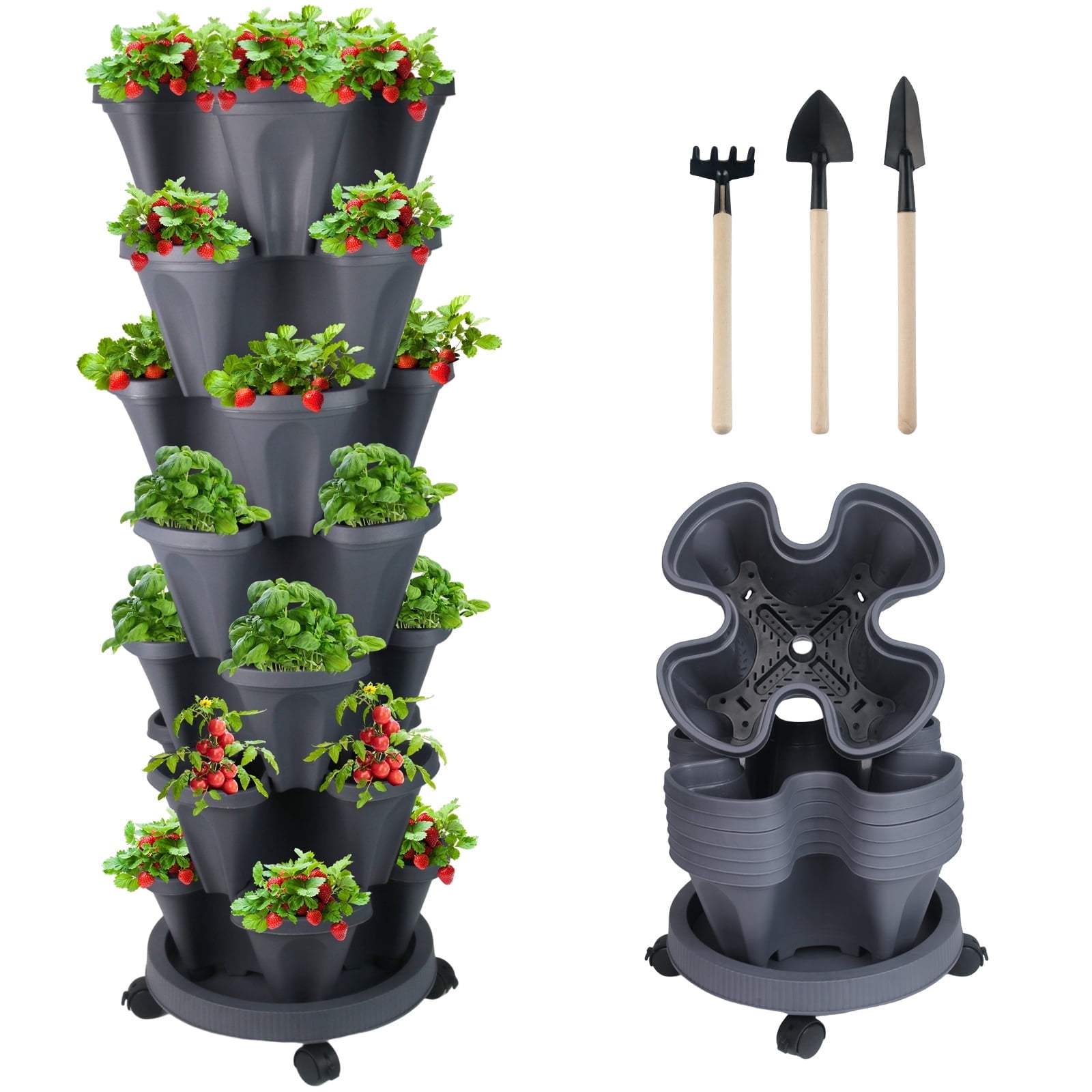 7 Tier Stackable Garden Planter, Herb/Vegetable Pot, Indoor/Outdoor ...