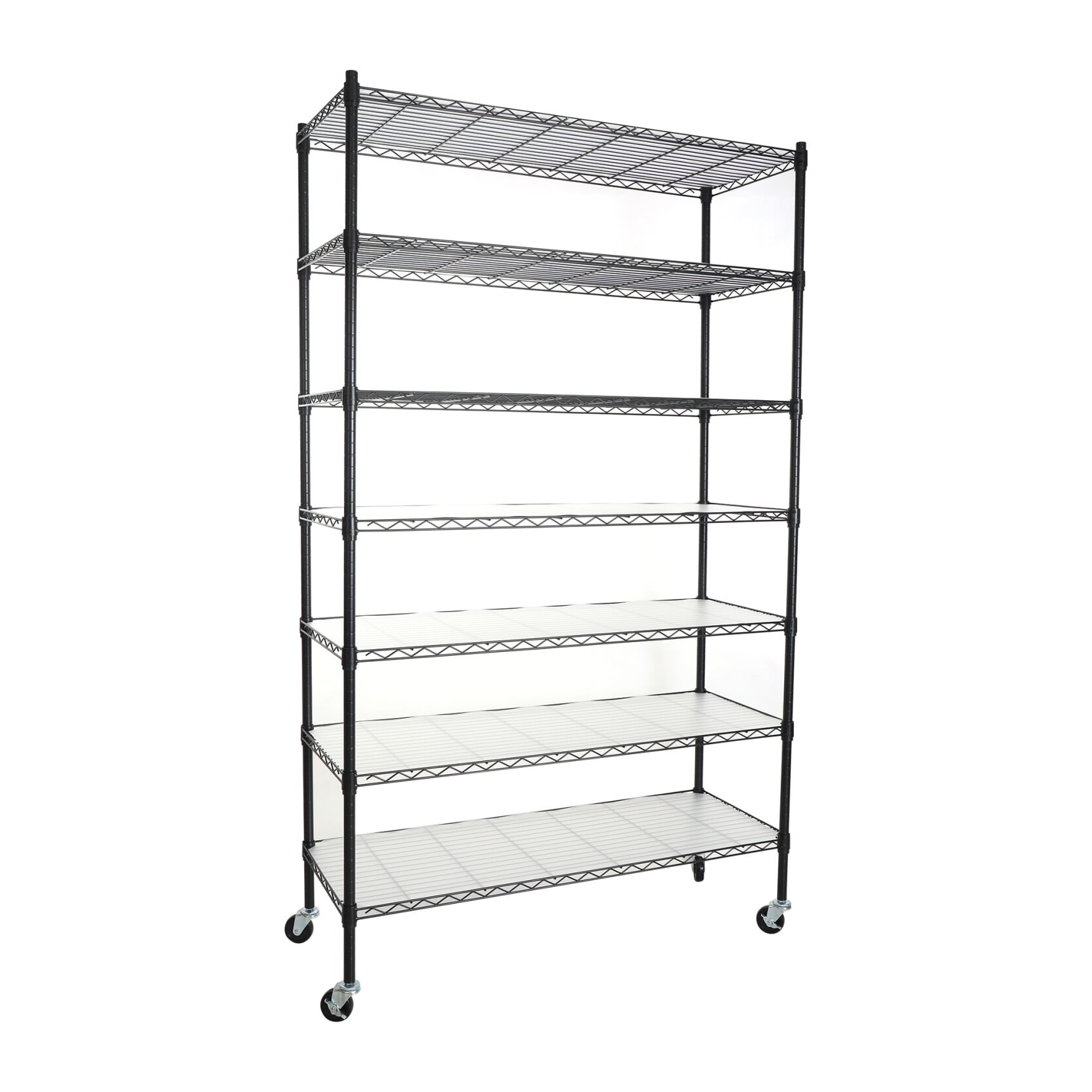 7 Tier Storage Shelves With Height Adjustable And Wheels, Heavy Duty ...