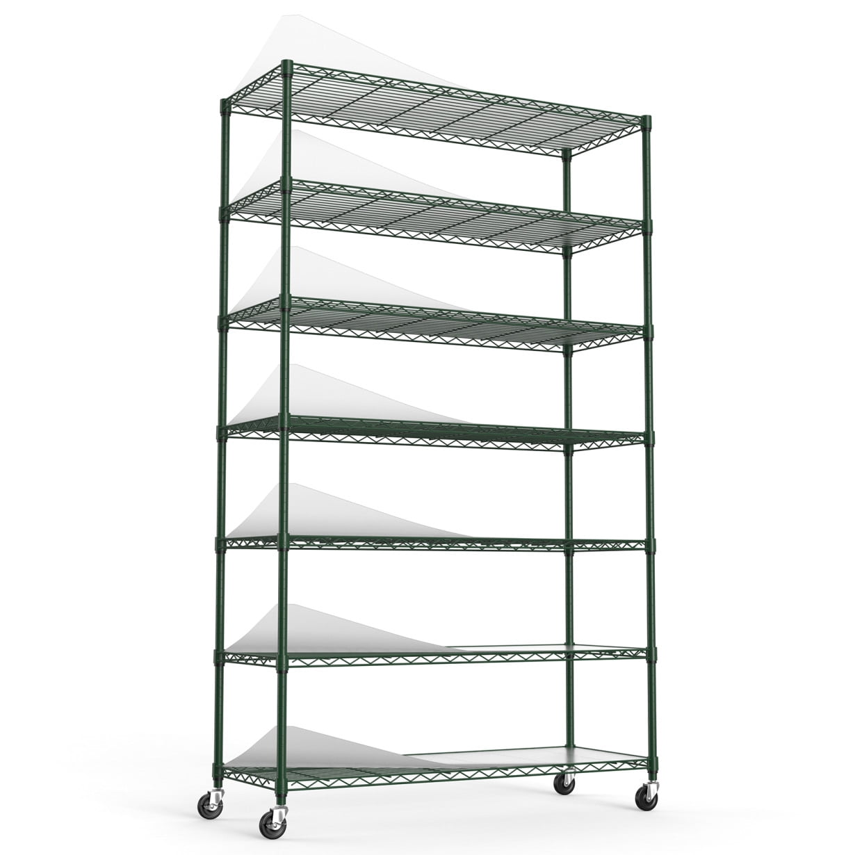 7 Tier Storage Shelves With Height Adjustable And Wheels, Heavy Duty ...