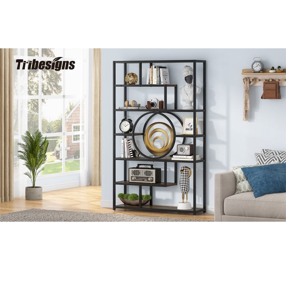 7-Tier Tall Etagere Bookcases Book Shelves,72 Industrial Bookshelves ...