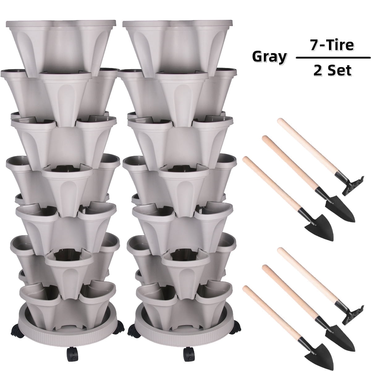 5-Tier Stackable Outdoor Patio Garden Planter, Indoor/Outdoor Vegetable ...