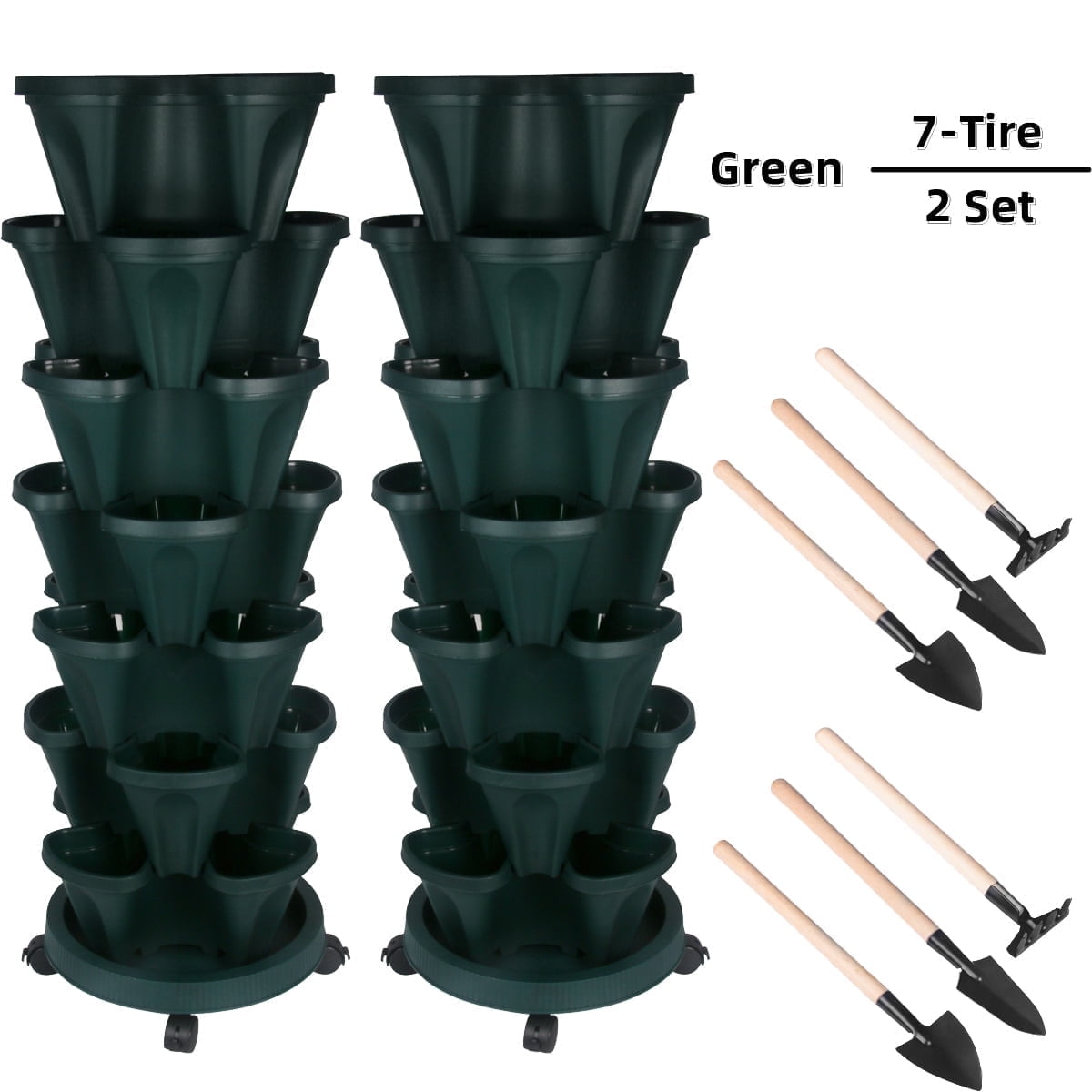 Walmart 7-Tier Stackable Planter with Wheels, Indoor/Outdoor Garden ...