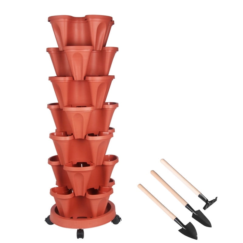7 Tier Vertical Gardening Stackable Tower Planter for Strawberries ...