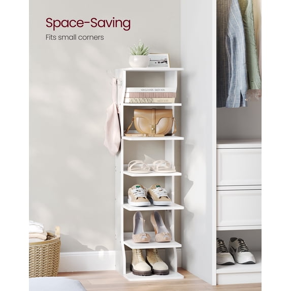 7-Tier Vertical Shoe Rack, 43.5" Tall Narrow Shoe Organizer with 2 ...