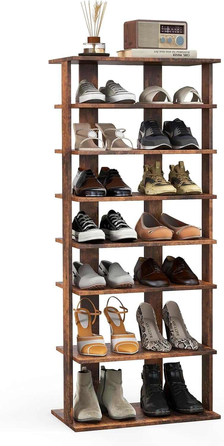 7 Tier Vertical Shoe Rack, Shoe Tower w/Anti-Toppling Device, Free ...